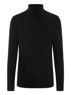 THOM KROM Roll-neck Contrast-stitch T-shirt - Black