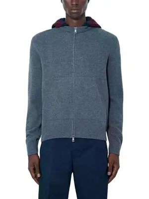 Moncler Knitted Zip-up Hoodie - Blue