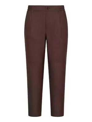 Comme Des Garçons Herringbone Elasticated-waist Trousers - Brown