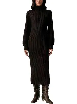 Armani Exchange Ribbed-knit Roll-neck Dress - Brown