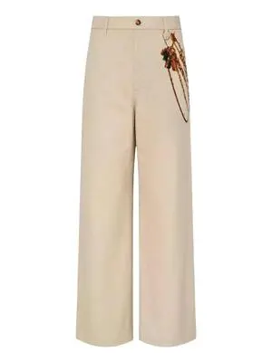 DOUBLET Trompe L'oeil Embroidered Trousers - Neutrals