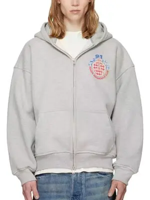 Rhude Automobile Club Logo-print Zip-up Hoodie - Grey