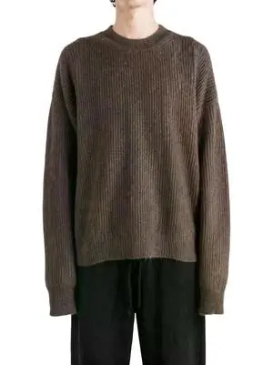 UMA WANG Ribbed-knit Crew-neck Sweater - Brown