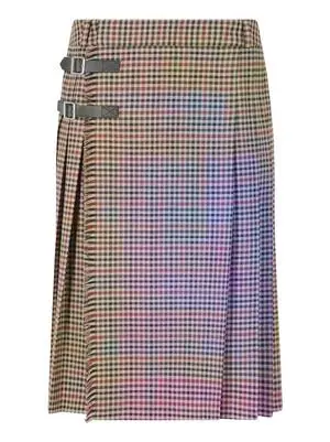HERSKIND Albert Check-pattern Midi Pleated Skirt - Brown