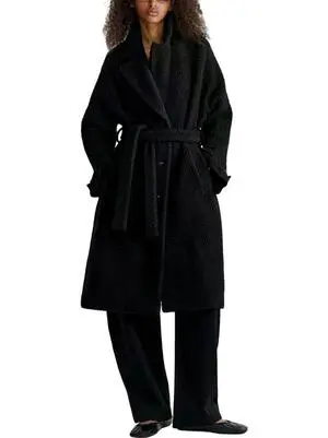 Maison Kitsuné Belted Coat - Black