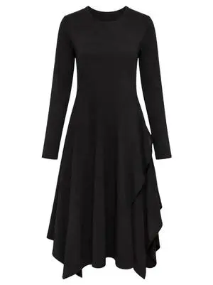 Yohji Yamamoto Asymmetric Draped Midi Dress - Black