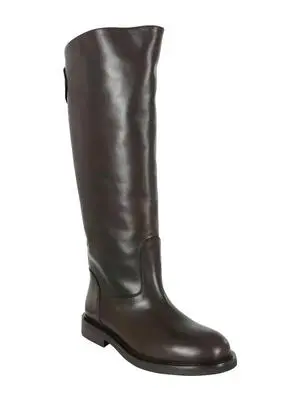 POEVE Asiago Leather Knee-high Boots Brown