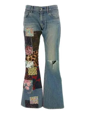 Junya Watanabe Patchwork Distressed Jeans Blue