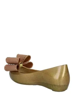 Melissa Glitter-detail Bow-embellished Ballet Flats - Gold