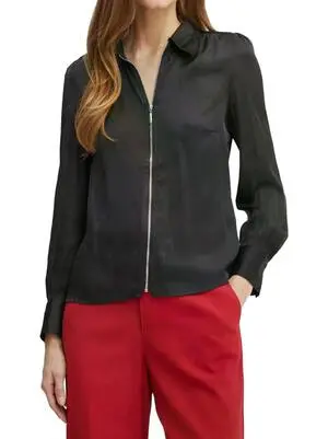 MORGAN Zip-up Long-sleeve Shirt - Black