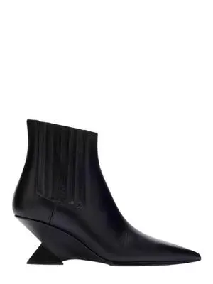 Attico Cheope Wedge-heel Ankle Boots Black