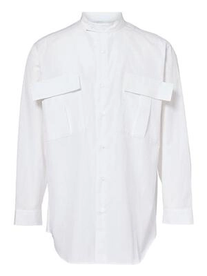 Yohji Yamamoto Flap-pocket Relaxed-fit Cotton Shirt - White