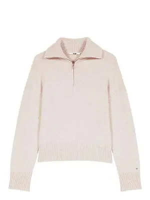 Maje Zip-neck Relaxed-fit Cashmere-blend Jumper - Beige