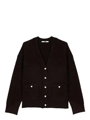 Maje Button-embellished Relaxed-fit Yak Wool-blend Cardigan - Dark Brown