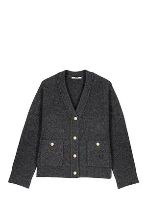 Maje Button-embellished Relaxed-fit Yak Wool-blend Cardigan 6 Grey