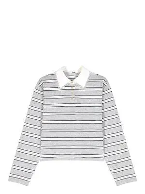 Maje Lace-trim Striped Cotton-blend Polo Shirt - Light Grey