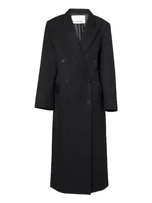 THE FRANKIE SHOP Jane Longline Double-breasted Woven Coat - Black