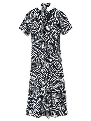Whistles Polka-dot Crepe Midi Dress - Black
