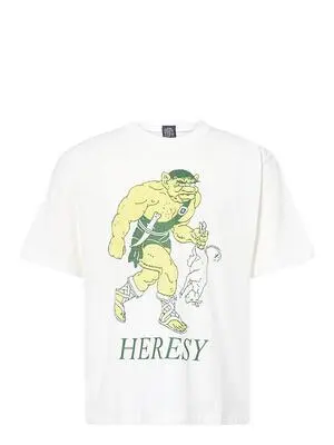 HERESY Brand-print Cotton T-shirt - Ecru