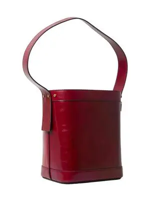 Versace Pivot Small Leather Bucket Bag Red
