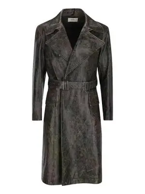 Fendi Leather Trench Coat - Brown
