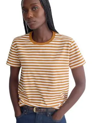 EVERLANE Box-Cut Tshirt, Essential Cotton, Bone Brown, Size XXS
