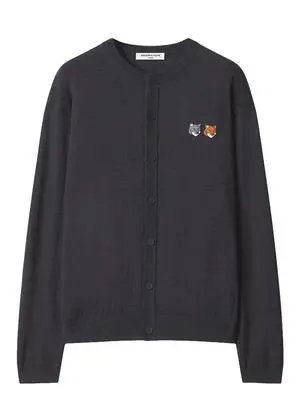 Maison Kitsuné Maison Kitsune Double Fox Head Comfort Cardigan Anthracite