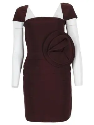 ROTATE BY BIRGER CHRISTENSEN Fitted Mini Gown With Floral Appliqu - Bordeaux