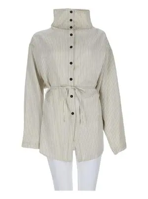 ALYSI Neck Detail Wool-silk Shirt - Ivory