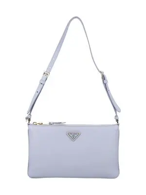 Prada Prada Leather Pouch Shoulder Bag 14 Cm X 24.5 Cm Opaline