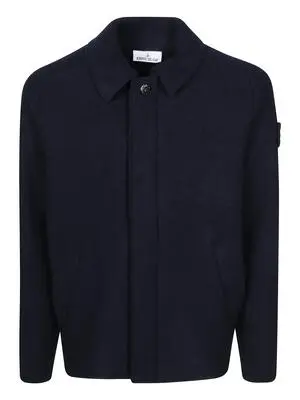 Stone Island Stone-inspired Cardigan With Textured Knit - Blu