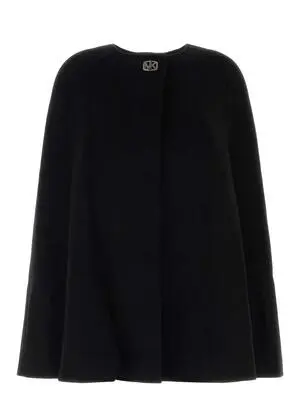 Michael Kors Turn-lock Wool Cape Coat - Black