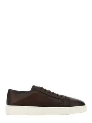 Santoni Dark Leather Sneakers - Brown