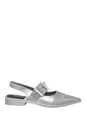 Melissa Ladylike Buckle-fastening Pointed-toe Ballet Flats - Silver