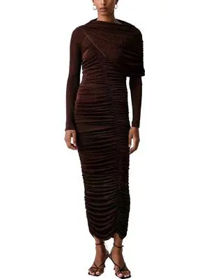 BARDOT Ruched Draped-detail Dress