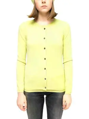 LA ROSE Cashmere Button-up Cardigan - Yellow