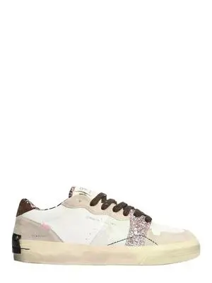 CRIME LONDON Playoff Glitter-panel Leopard-print Sneakers - White