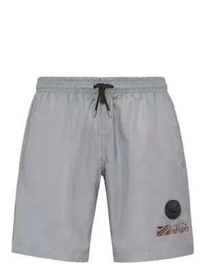 PLEIN SPORT Logo-patch Drawstring Swim Shorts - Blue