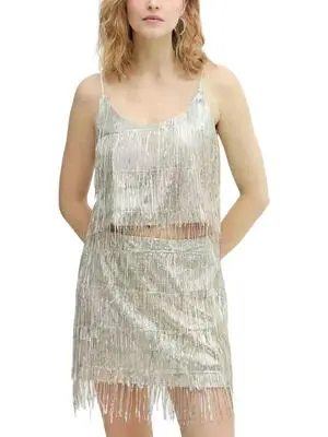 HAVEONE Sequin-embellished Fringed Top - Silver