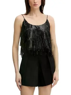 HAVEONE Sequin-embellished Fringed Top - Black