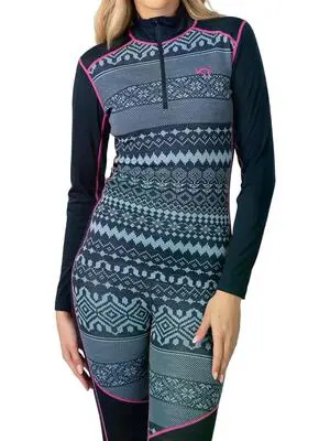 Kari Traa Live Half Zip Fair Isle-patterned Base Layer - Blue