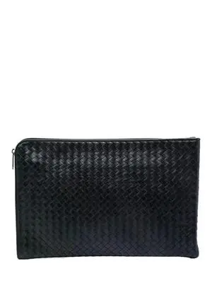 Bottega Veneta 2012-2026 Nappa Intrecciato Portfolio Flap Clutch Bag - Black