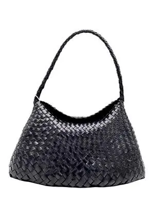 Dragon Diffusion Dragon Diffusion Woven Leather Hobo Shoulder Bag Black