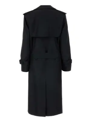 Burberry Silk Blend Trench Jacket - Black