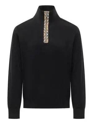 Burberry Cameron Merino Zip Knit - Navy