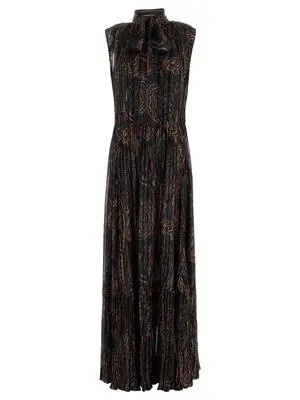 Saint Laurent Saint Laurent Printed Silk-Blend Long Dress Printed