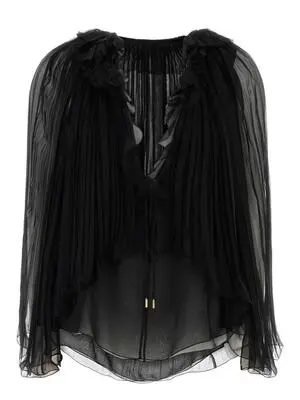 Alberta Ferretti Silk Crepe Blouse - Black