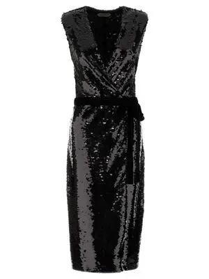 Alberta Ferretti Embellished Crepe Dress For - Black