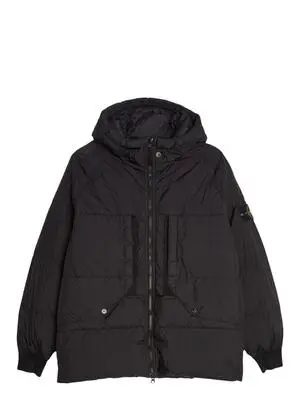 Stone Island Crinkle Reps Hooded Down Jacket - Black