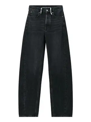 Alexander Wang Crystal Beltloops Float Mid Rise Relaxed Jean - Tan